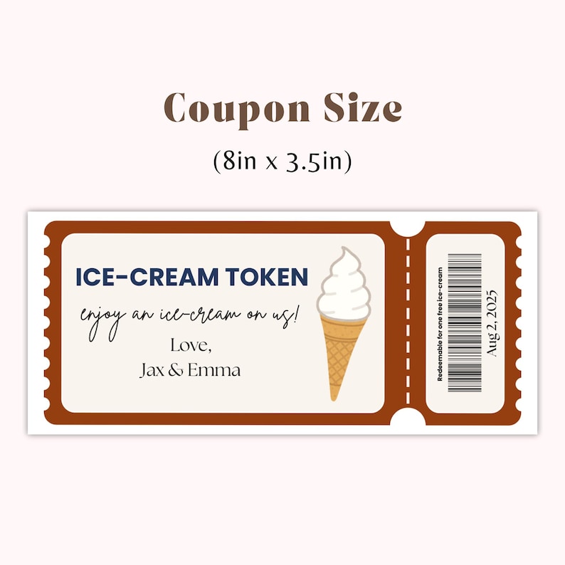 Ice Cream Coupon Template, Printable Gift Certificate, Editable Sundae ...