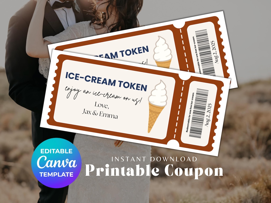 Ice Cream Coupon Template, Printable Gift Certificate, Editable Sundae ...