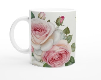 Pink Roses Coffee Mug Coffee Mug With Roses - Etsy