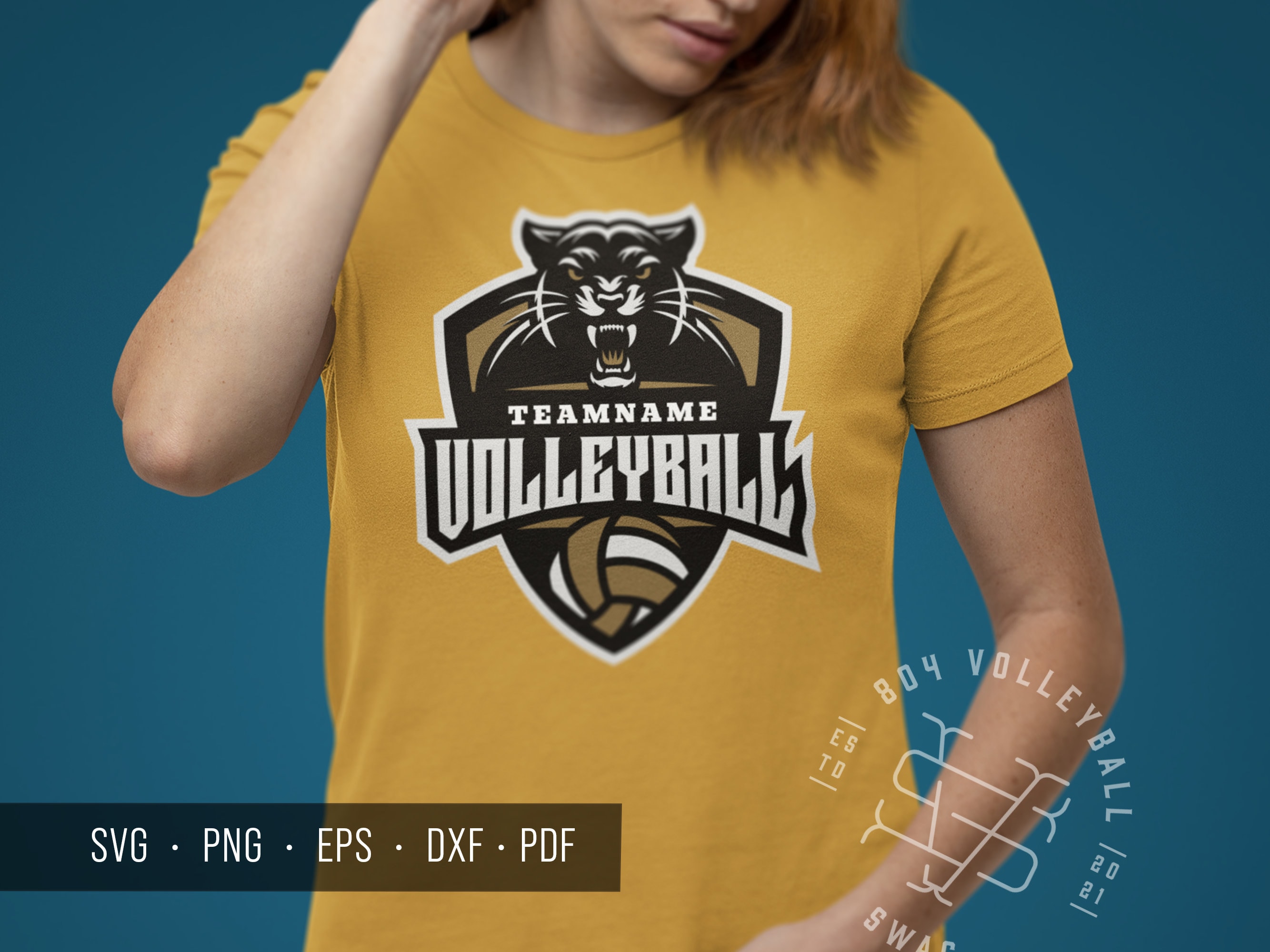 Volleyball Team Name Badge With Panther Mascot Customizable Mascot ...