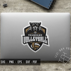 Volleyball Team Name Badge With Panther Mascot Customizable Mascot ...