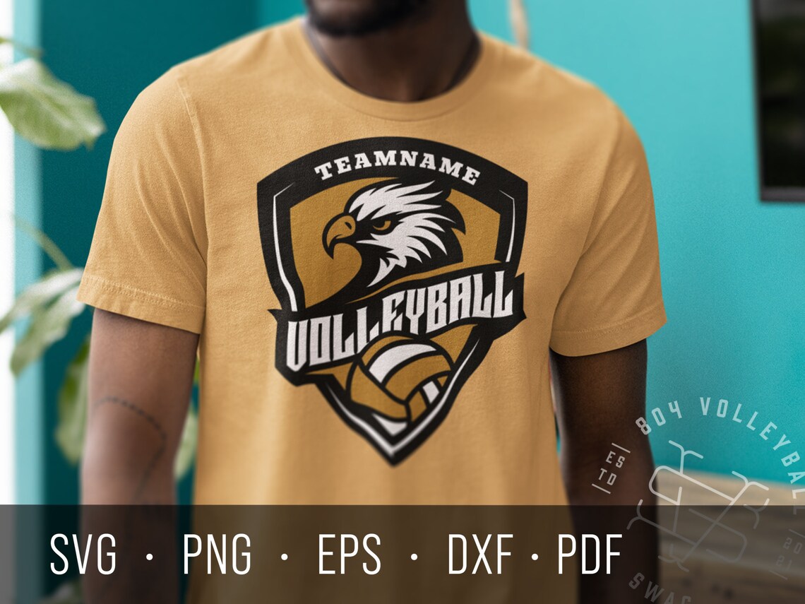 Volleyball Team Name Badge With Bird Mascot Customizable Mascot Team ...