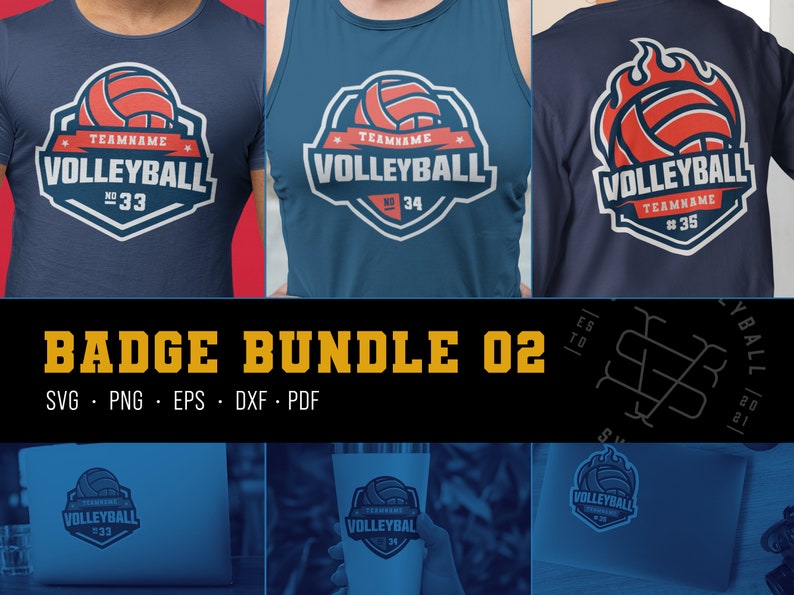 Volleyball Team Name Badge Bundle 02 | Customizable Team Vector Art ...