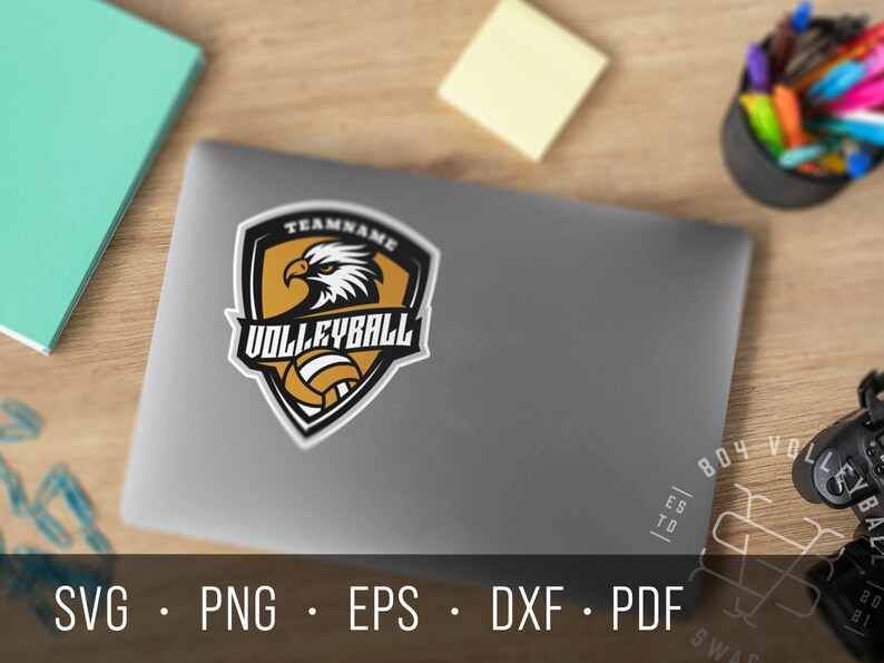 Volleyball Team Name Badge With Bird Mascot Customizable Mascot Team ...