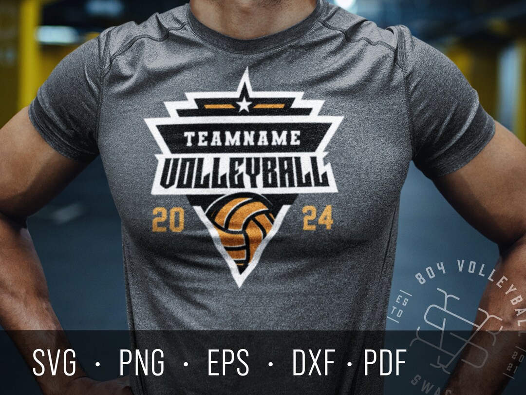 Volleyball Team Name Badge With Triangle Shield Customizable Team ...