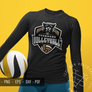 Volleyball Team Name Badge With Panther Mascot Customizable Mascot ...