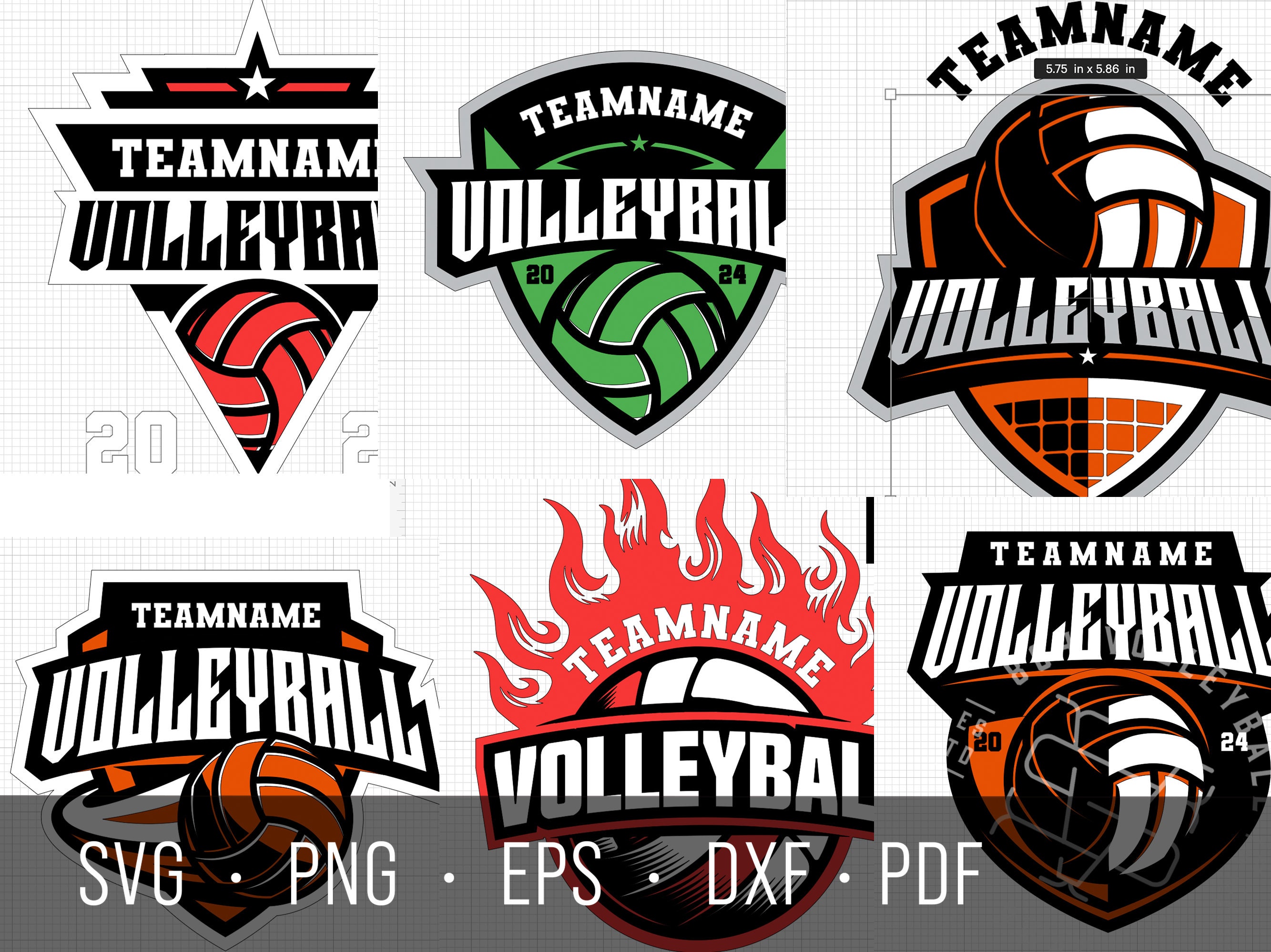Volleyball Team Name Badges: Bundle 01 | Customizable Team Vector Art ...