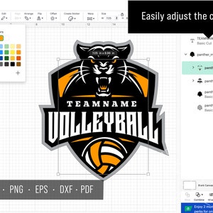 Volleyball Team Name Badge With Panther Mascot Customizable Mascot ...