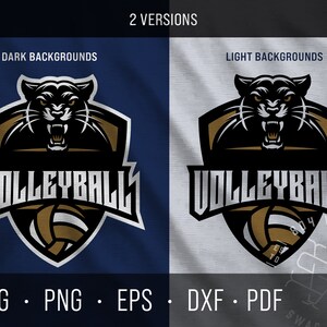 Volleyball Team Name Badge With Panther Mascot Customizable Mascot ...