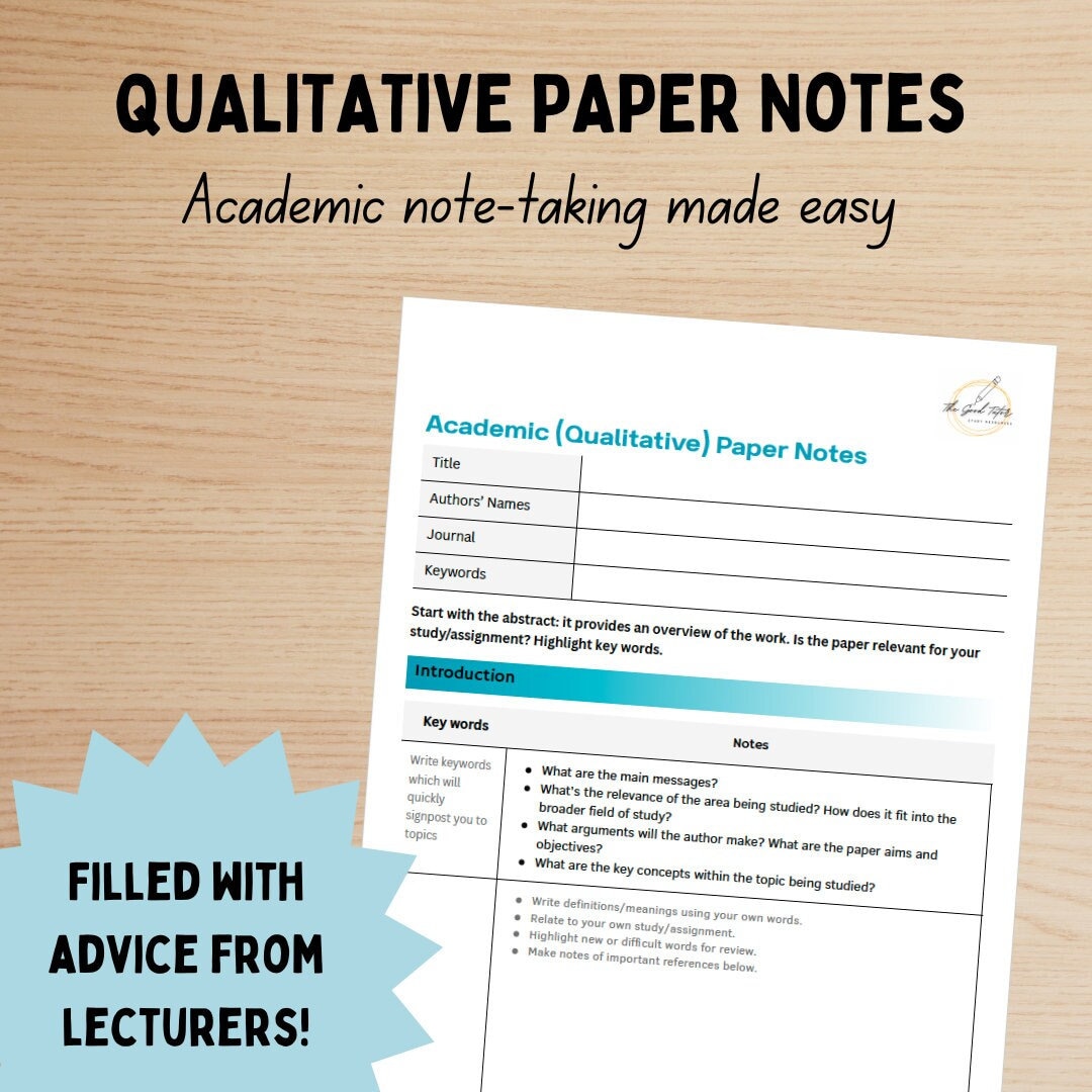 Academic Paper Note Taking Qualitative Article Annotating Scientific ...