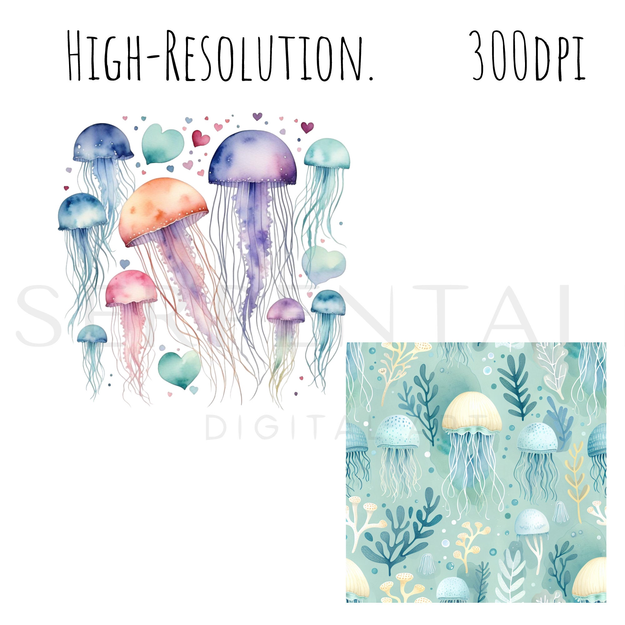 10 Watercolor Jellyfish Clipart, Jellyfish PNG, Nursery Jellyfish ...