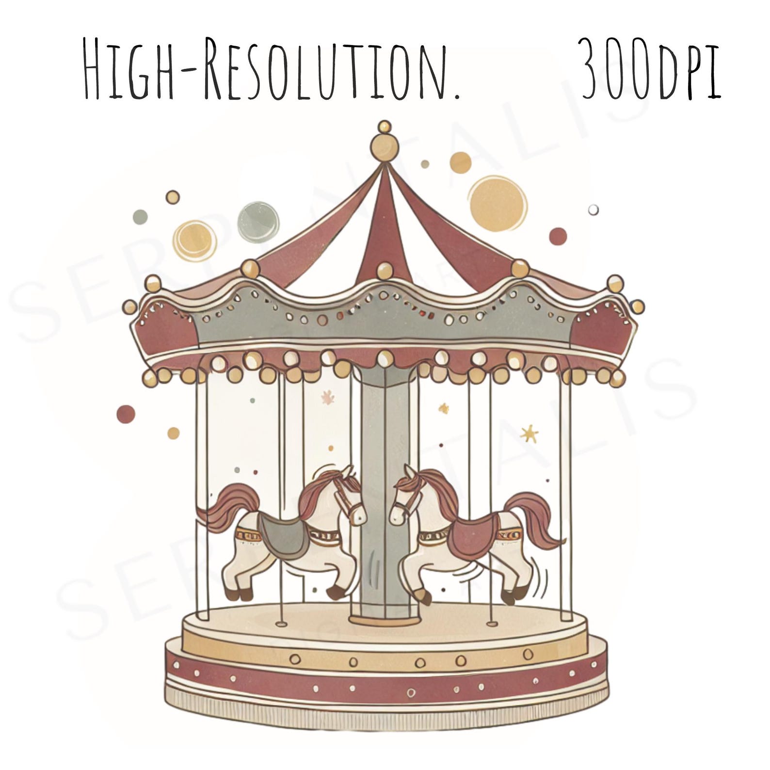 Carousel Watercolor Clipart, 5 PNG Carousel, Cute Carousel Clipart ...