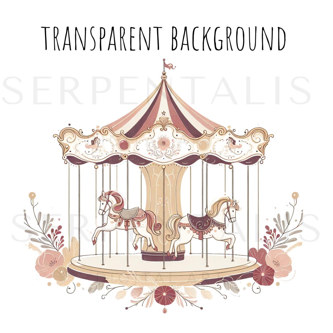 Carousel Watercolor Clipart, 5 PNG Carousel, Cute Carousel Clipart ...