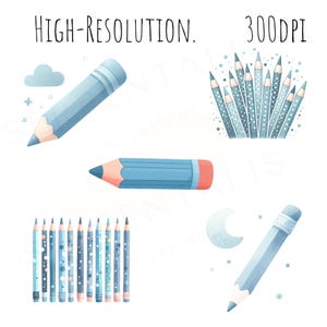 20 Pencil Watercolor Clipart,pencil Clipart PNG,300 Dpi,cute Pencil ...