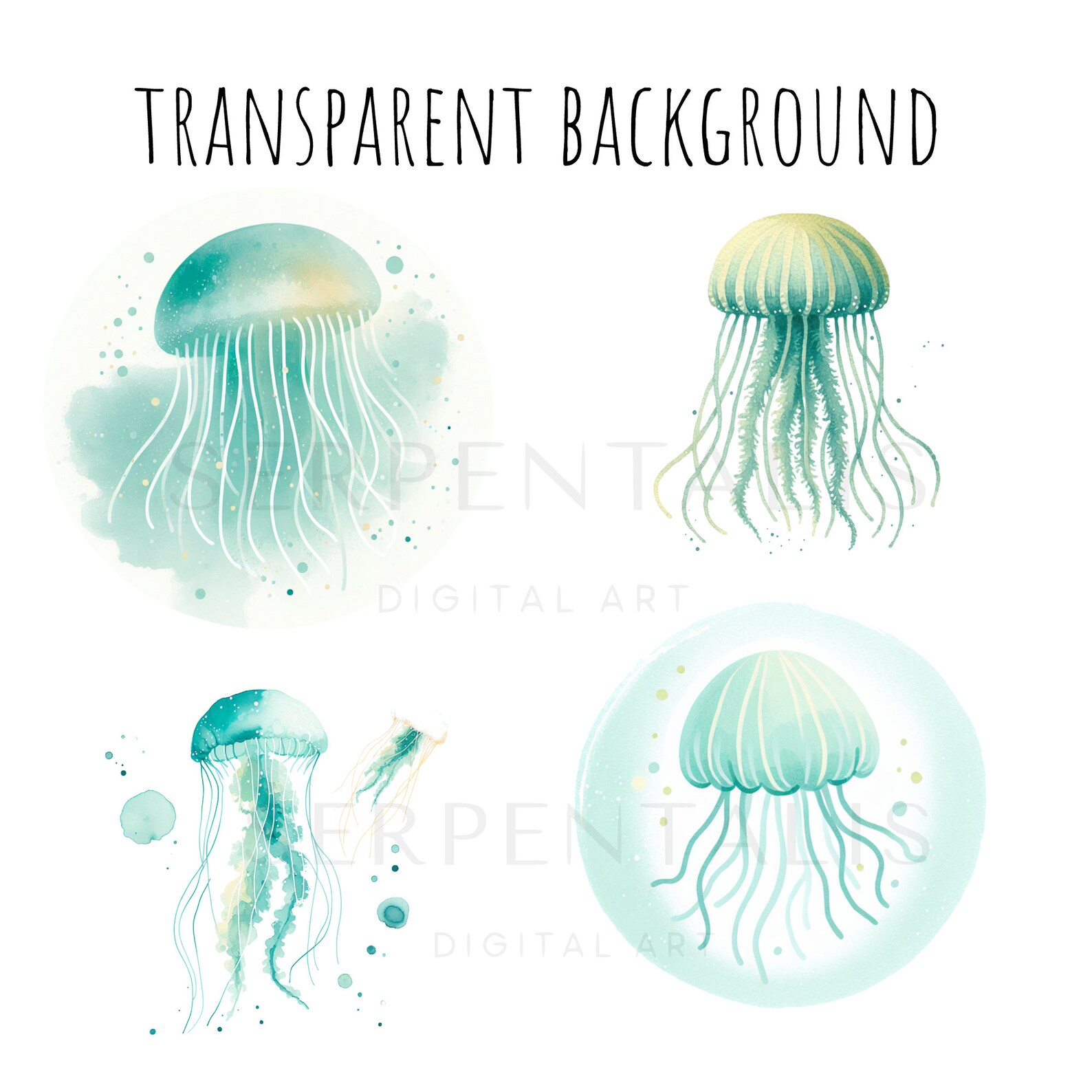 10 Watercolor Jellyfish Clipart, Jellyfish PNG, Nursery Jellyfish ...