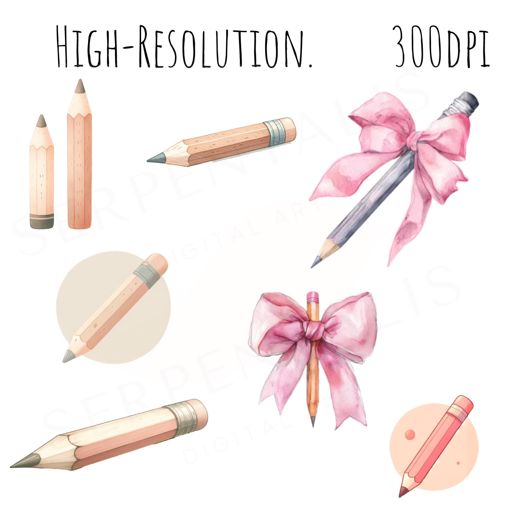 20 Pencil Watercolor Clipart,pencil Clipart PNG,300 Dpi,cute Pencil ...