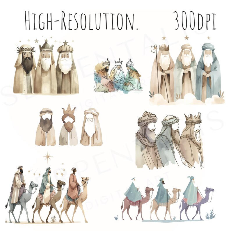 17 Three Wise Men Clipart,reyes Magos PNG, Watercolor Wise Men Clipart ...