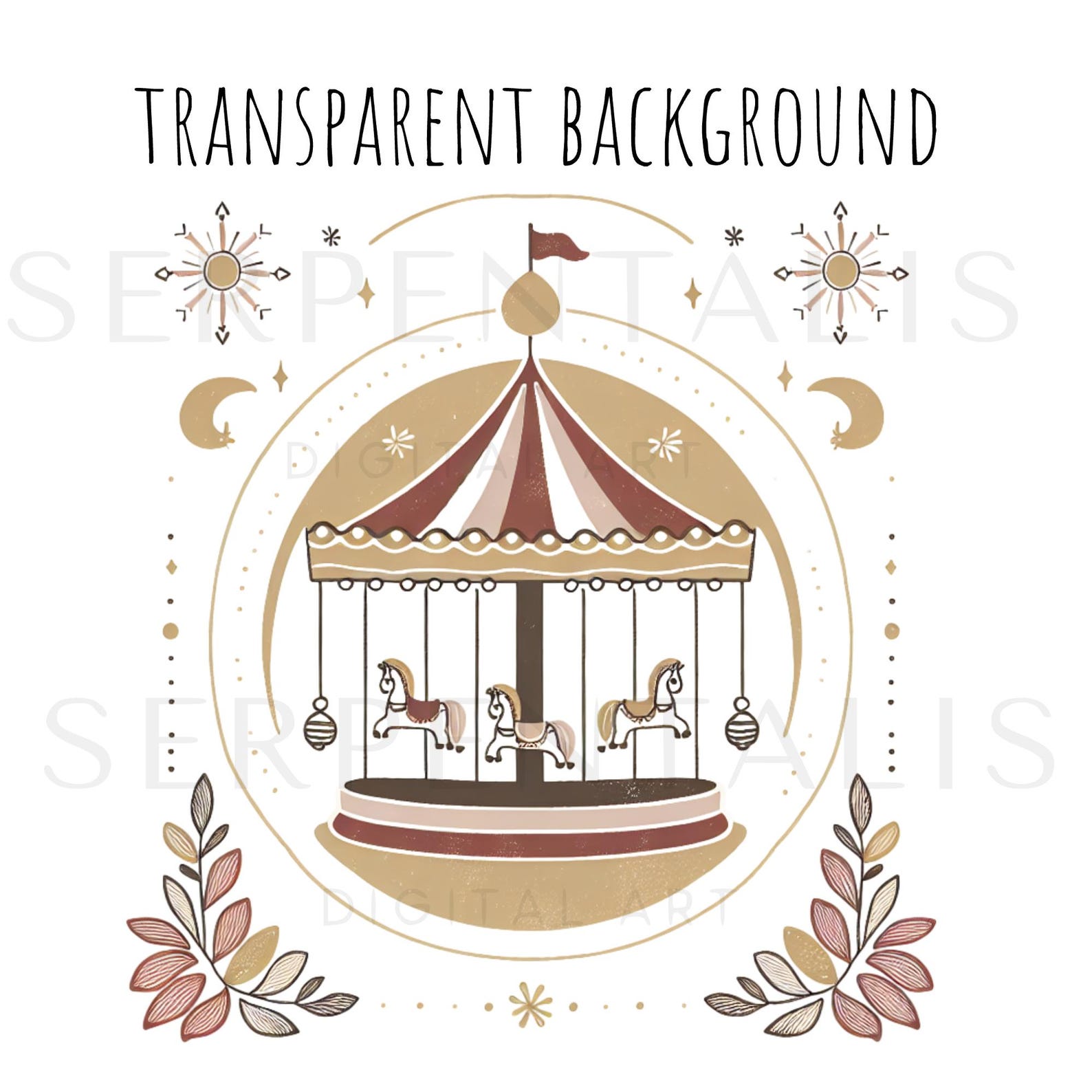 Carousel Watercolor Clipart, 5 PNG Carousel, Cute Carousel Clipart ...