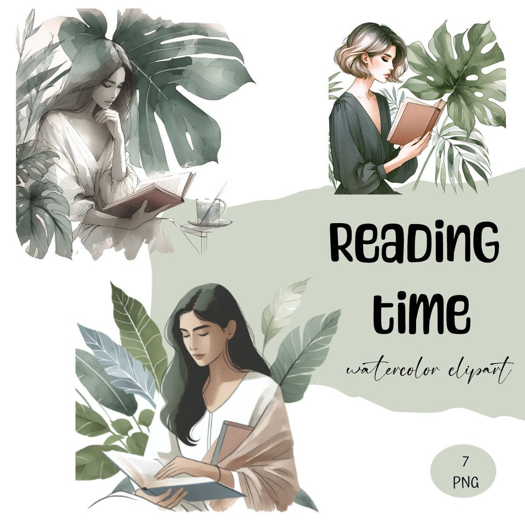 Watercolor Woman Reading Clipart, Woman Reading PNG, Beautiful Woman ...