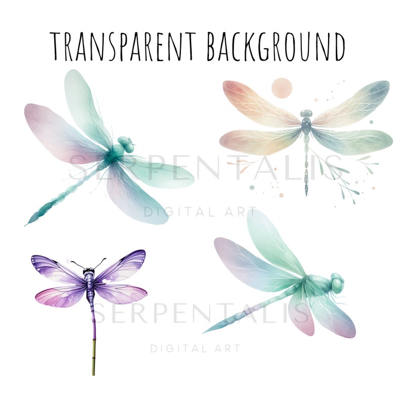 11 Watercolor Dragonfly Clipart, Pastel Dragonfly PNG, Insects Clipart ...