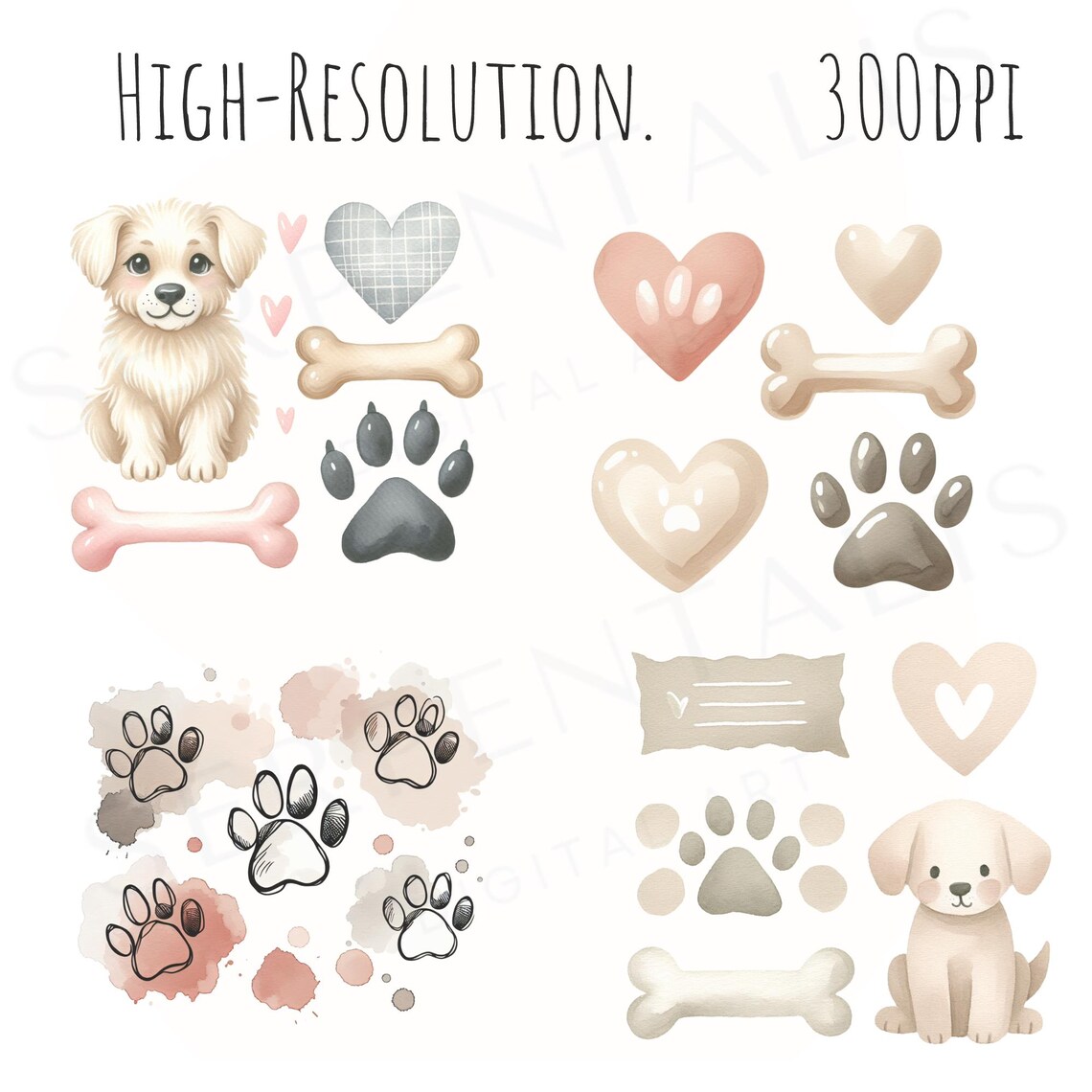 11 Watercolor Paw Print Clipart, Dog Paw PNG, Pet Clipart, Watercolor ...