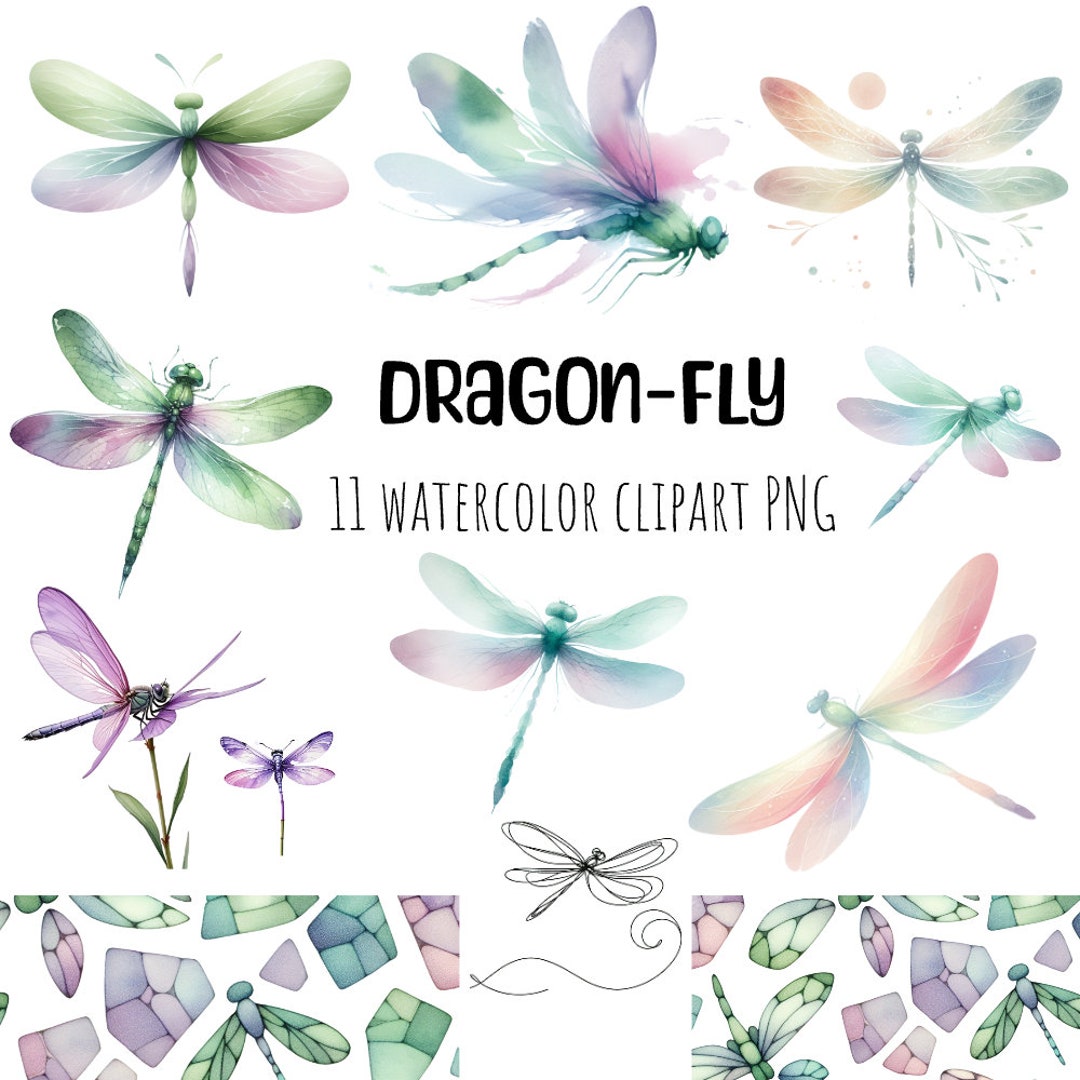 11 Watercolor Dragonfly Clipart, Pastel Dragonfly PNG, Insects Clipart ...