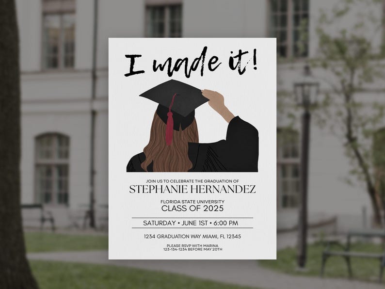 Graduation Invitation for Women, 2026 Grad Party Invite, Printable ...