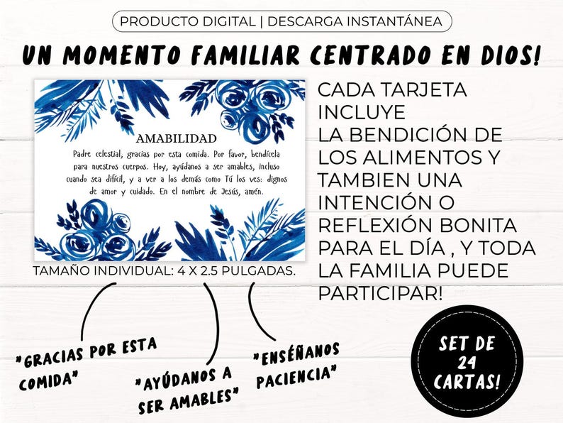 Spanish Food Blessing Prayer Cards: Christian Watercolor Design ...