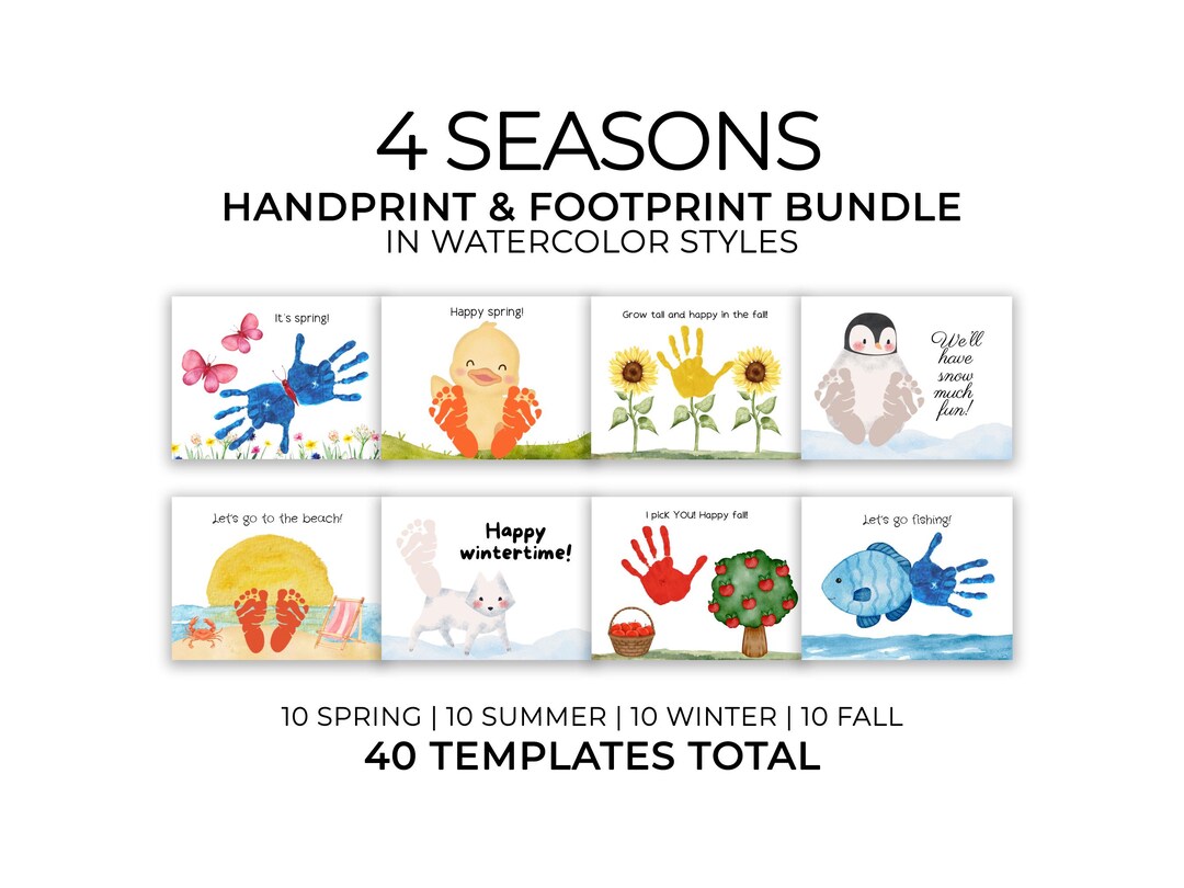 Spring Handprint & Footprint Craft Bundle, Four Season Handprint Art ...