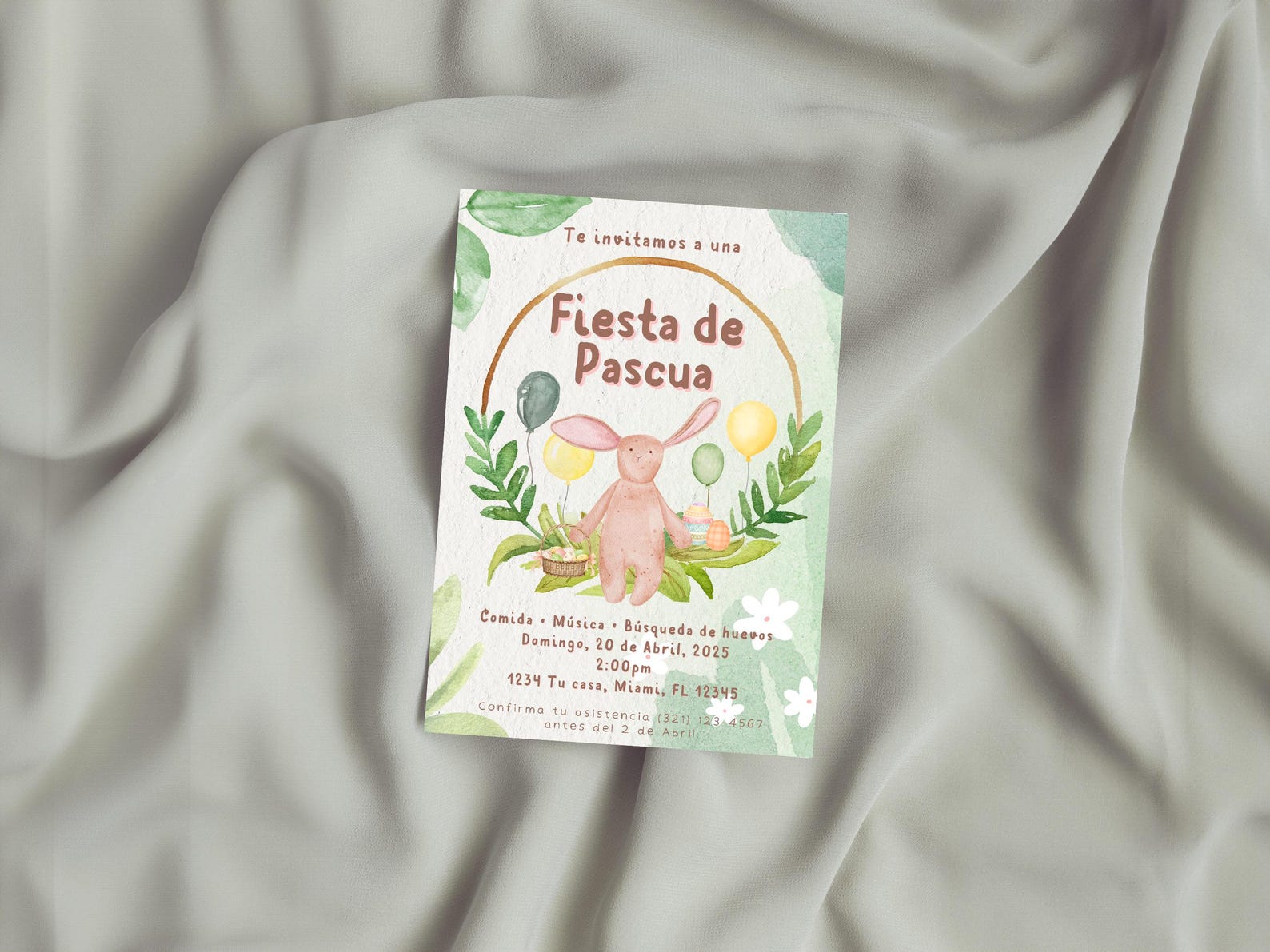 Tarjeta De Pascua En Español, Invitación Digital Y Plantilla De Fiesta ...