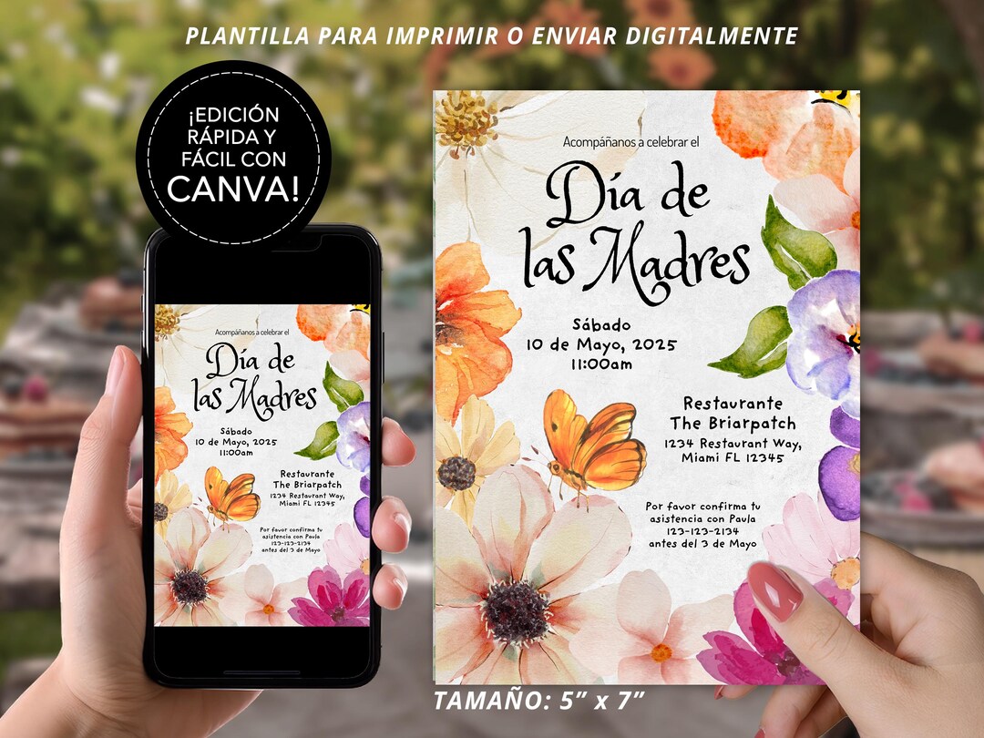 Tarjeta Del Dia De Las Madres En Español, Invitación Digital Y ...