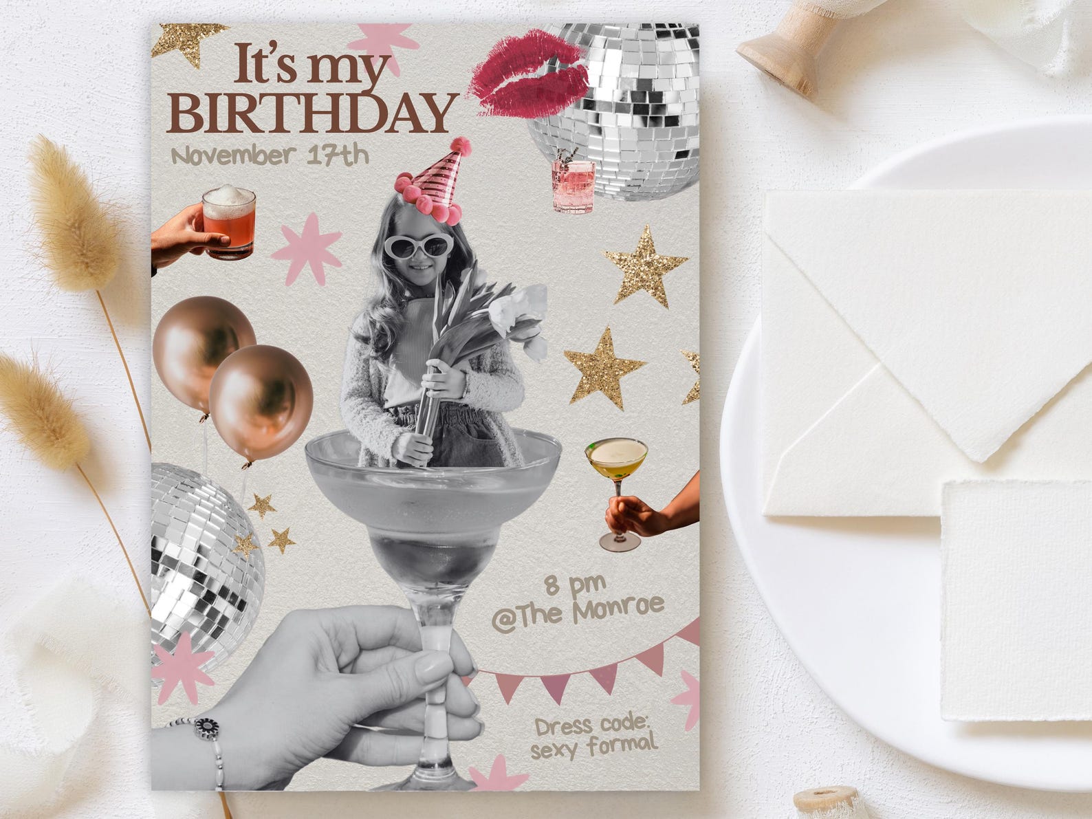 Genz Birthday Invitation, Aesthetic Fun Adult Party Invite for Women ...