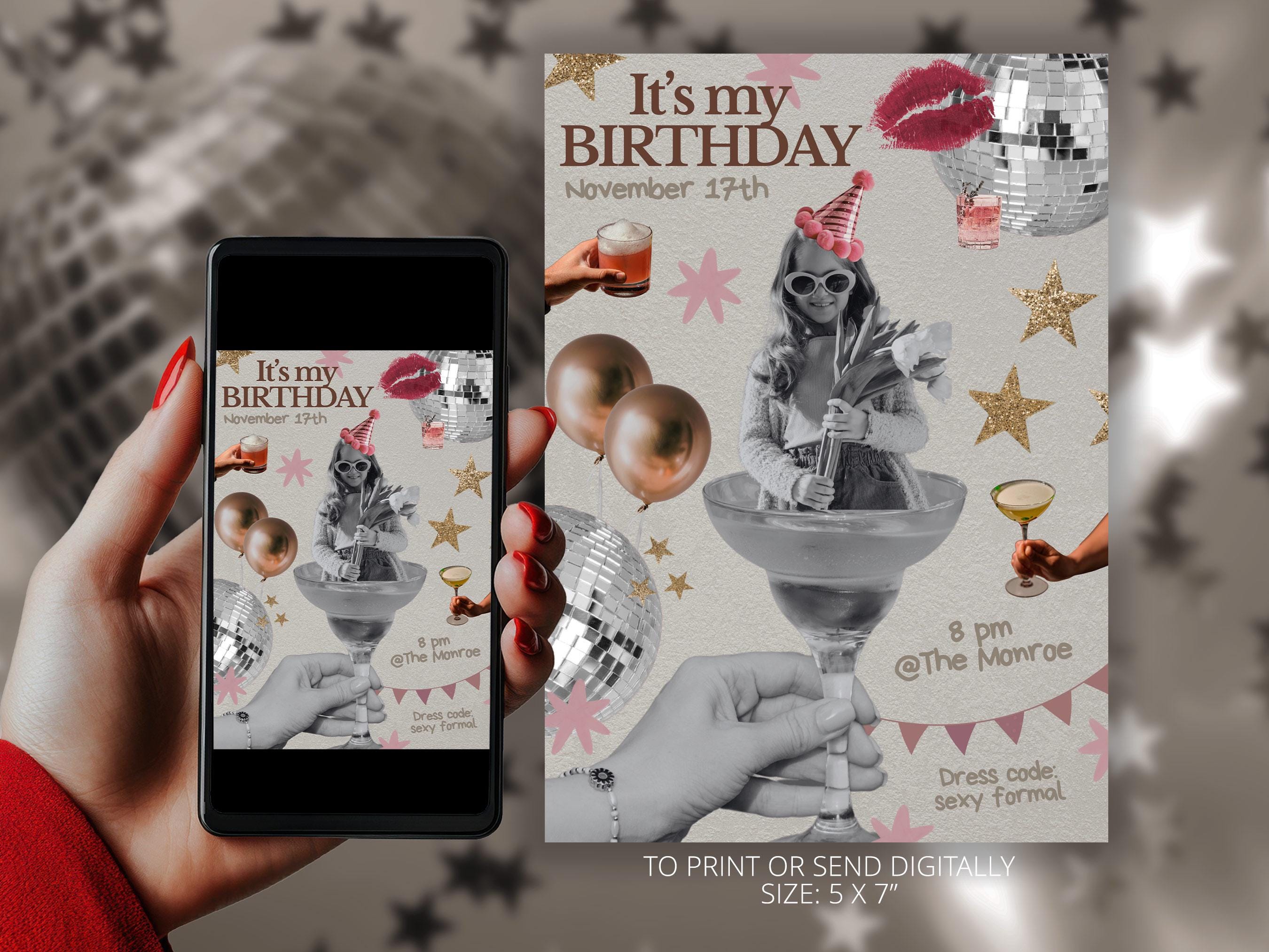 Genz Birthday Invitation, Aesthetic Fun Adult Party Invite for Women ...