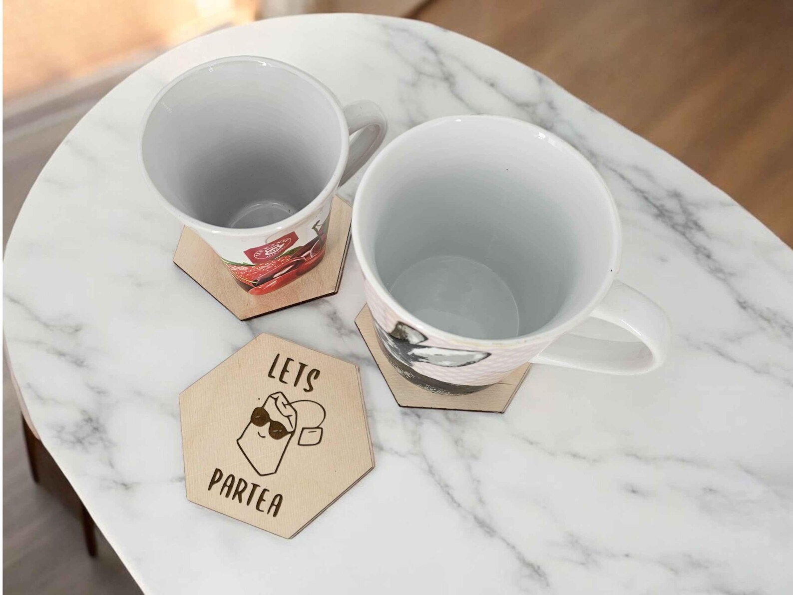 Cute Funny Tea Wood Coaster Set of 12 Pc for Tea Lovers - Kitchen Gift ...