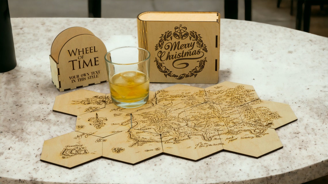 Wheel of Time Map Coasters Set of 12, Puzzle Wheel of Time, Drink ...