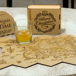 Wheel of Time Map Coasters Set of 12, Puzzle Wheel of Time, Drink ...