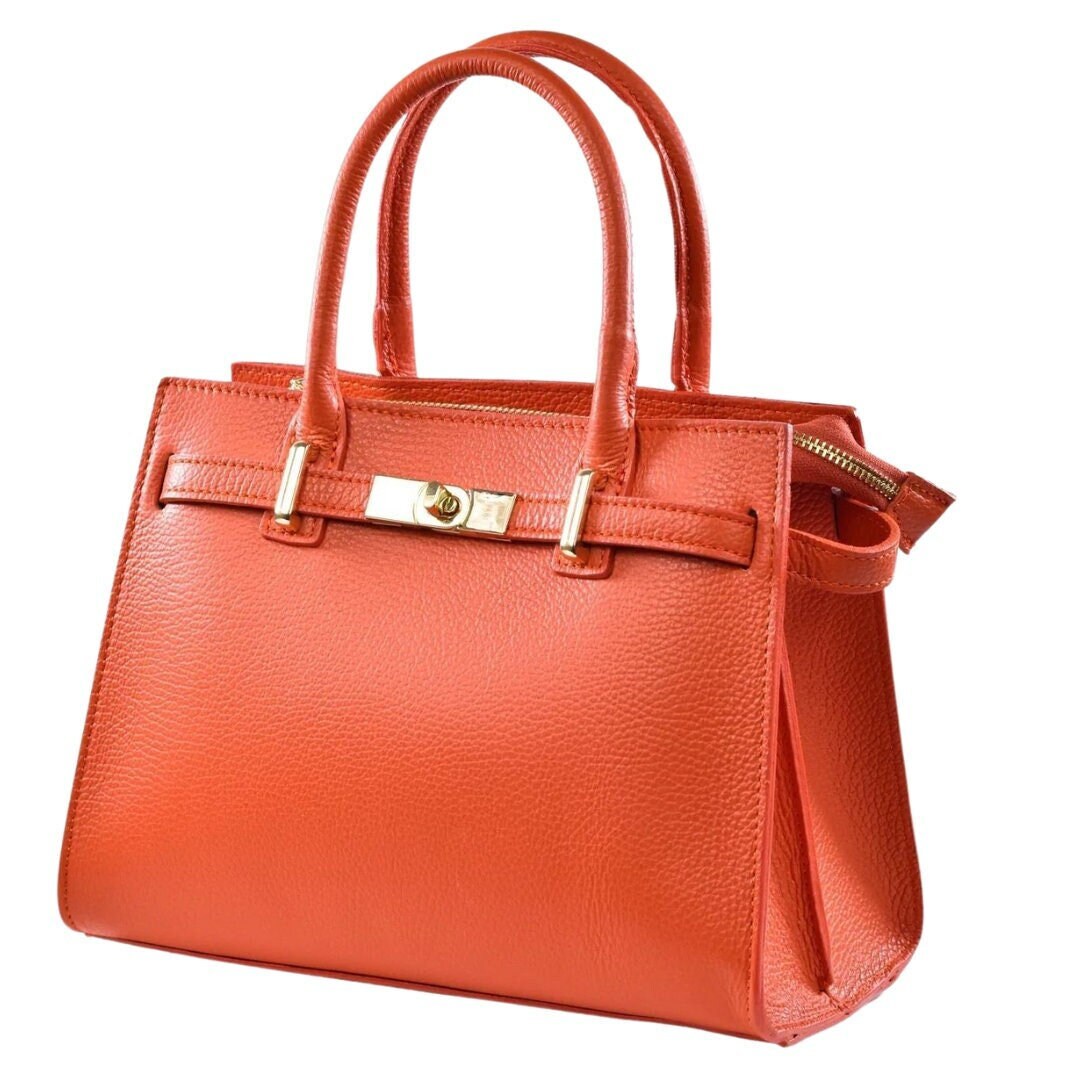 Authentic Luxury Leather Bag Vintage Oranger Color - Etsy