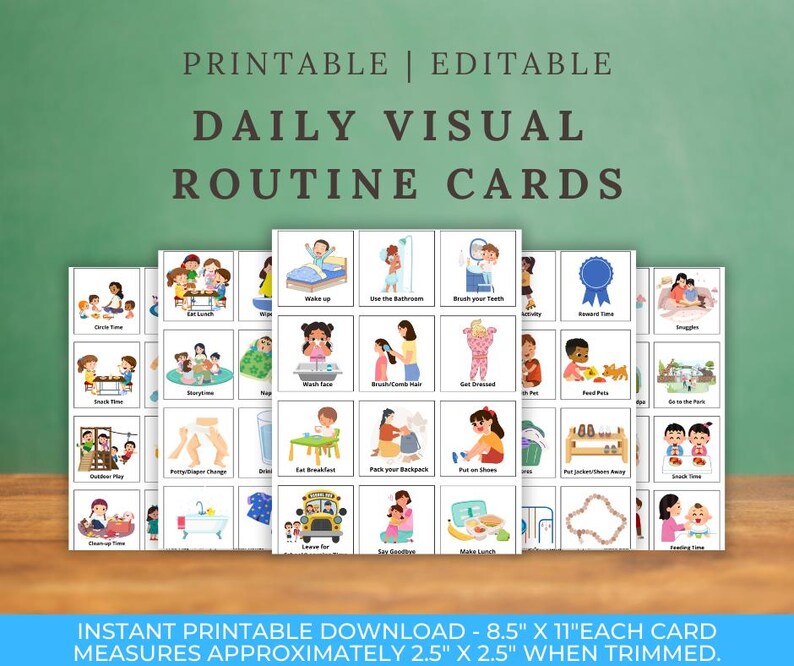Visual Routine Cards: Toddler Daily Schedule, Chore Chart (printable ...