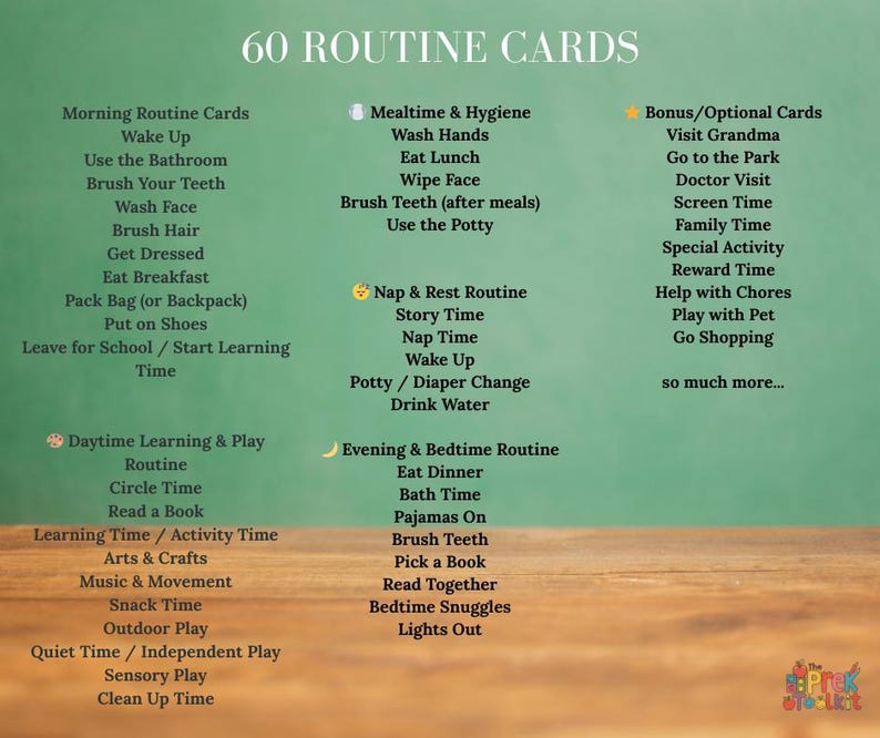 Visual Routine Cards: Toddler Daily Schedule, Chore Chart (printable ...