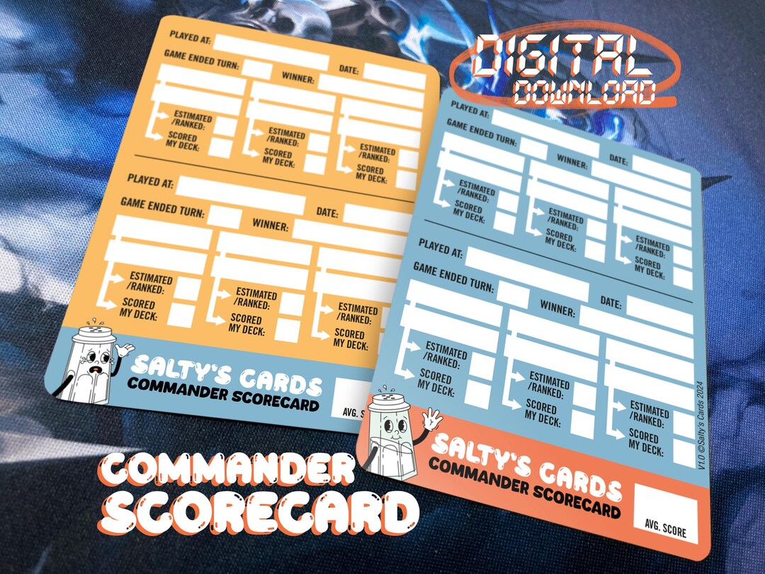 Salty's Cards – Commander Scorecard – Keep Track of Your Games and Your ...