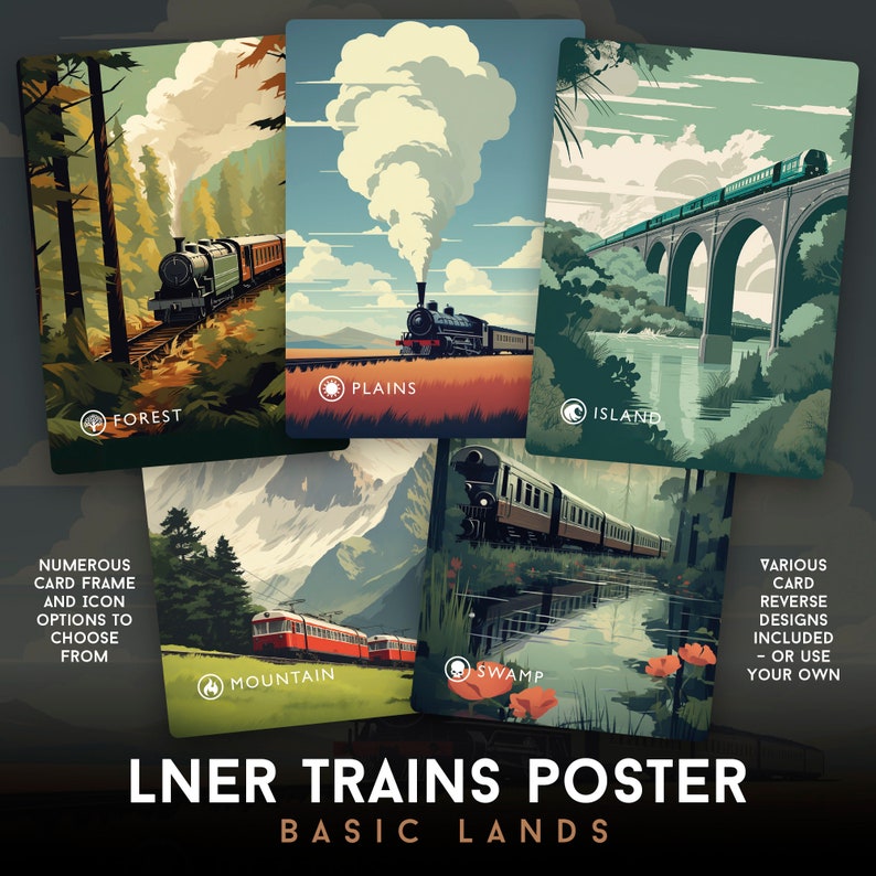 Basic Lands - LNER Train Poster Style – Print Ready Digital Downloads ...