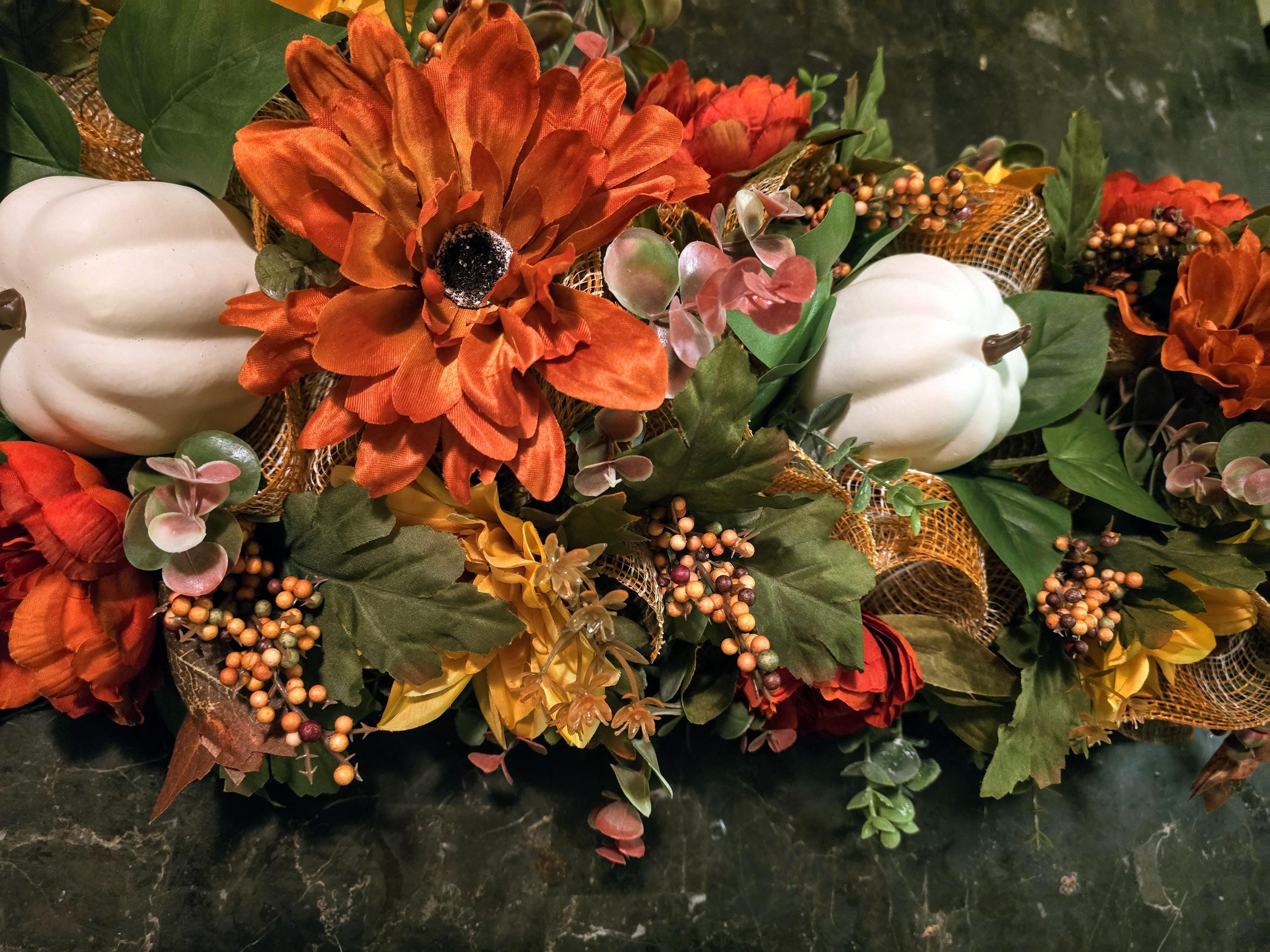 Pumpkin Swag Centerpiece, Centerpiece, Autumn Swag, Front Door Swag ...