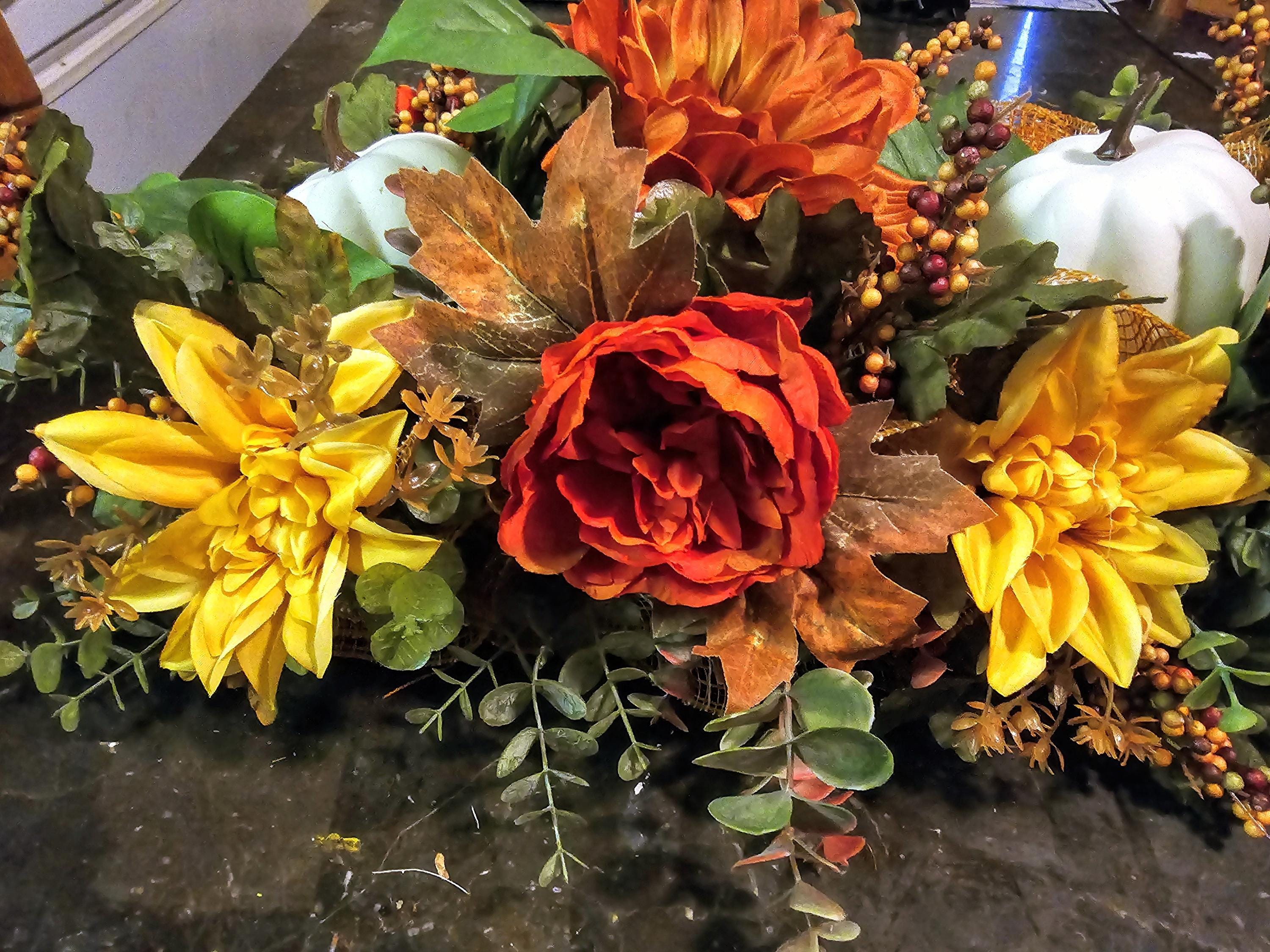 Pumpkin Swag Centerpiece, Centerpiece, Autumn Swag, Front Door Swag ...