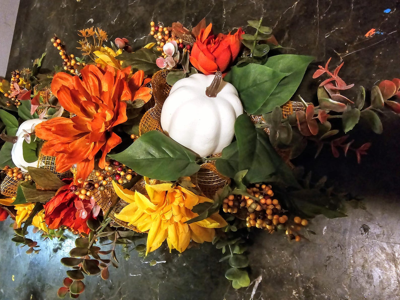 Pumpkin Swag Centerpiece, Centerpiece, Autumn Swag, Front Door Swag ...