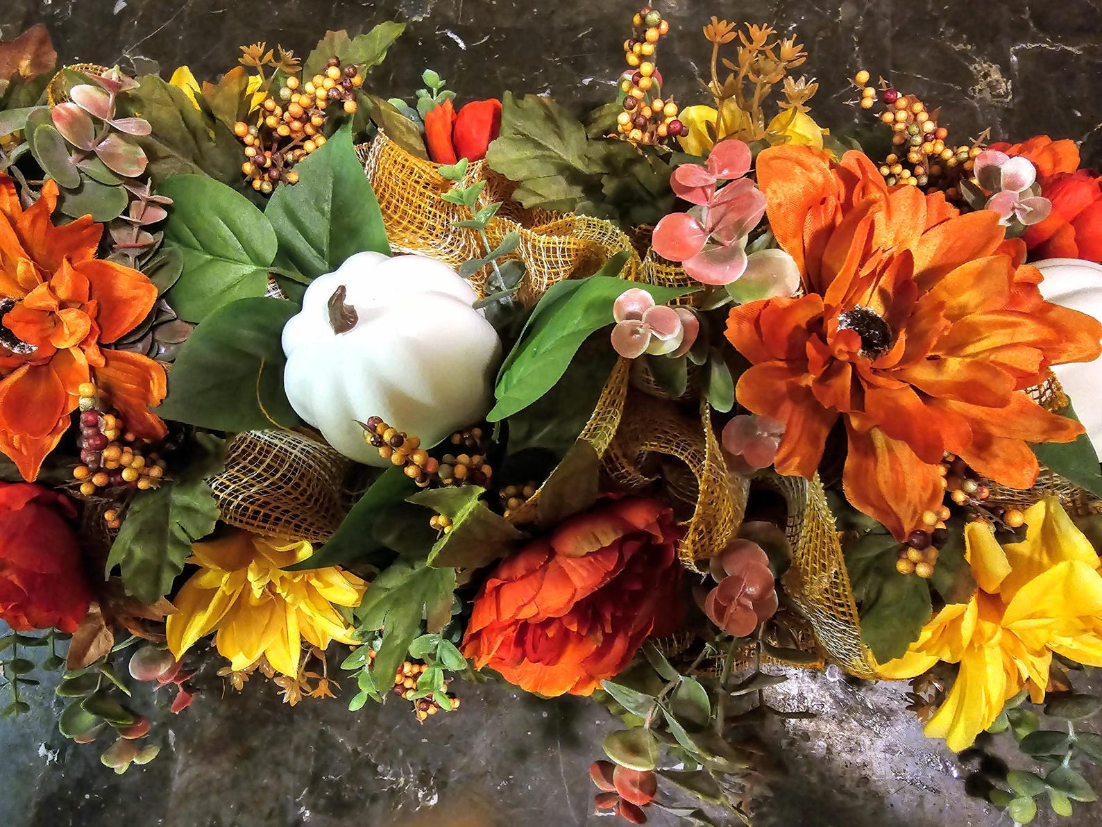 Pumpkin Swag Centerpiece, Centerpiece, Autumn Swag, Front Door Swag ...