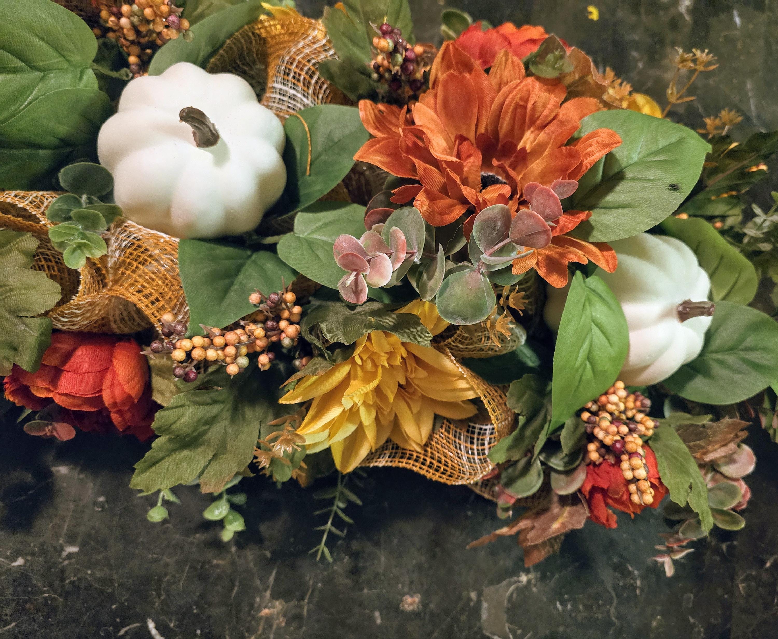 Pumpkin Swag Centerpiece, Centerpiece, Autumn Swag, Front Door Swag ...