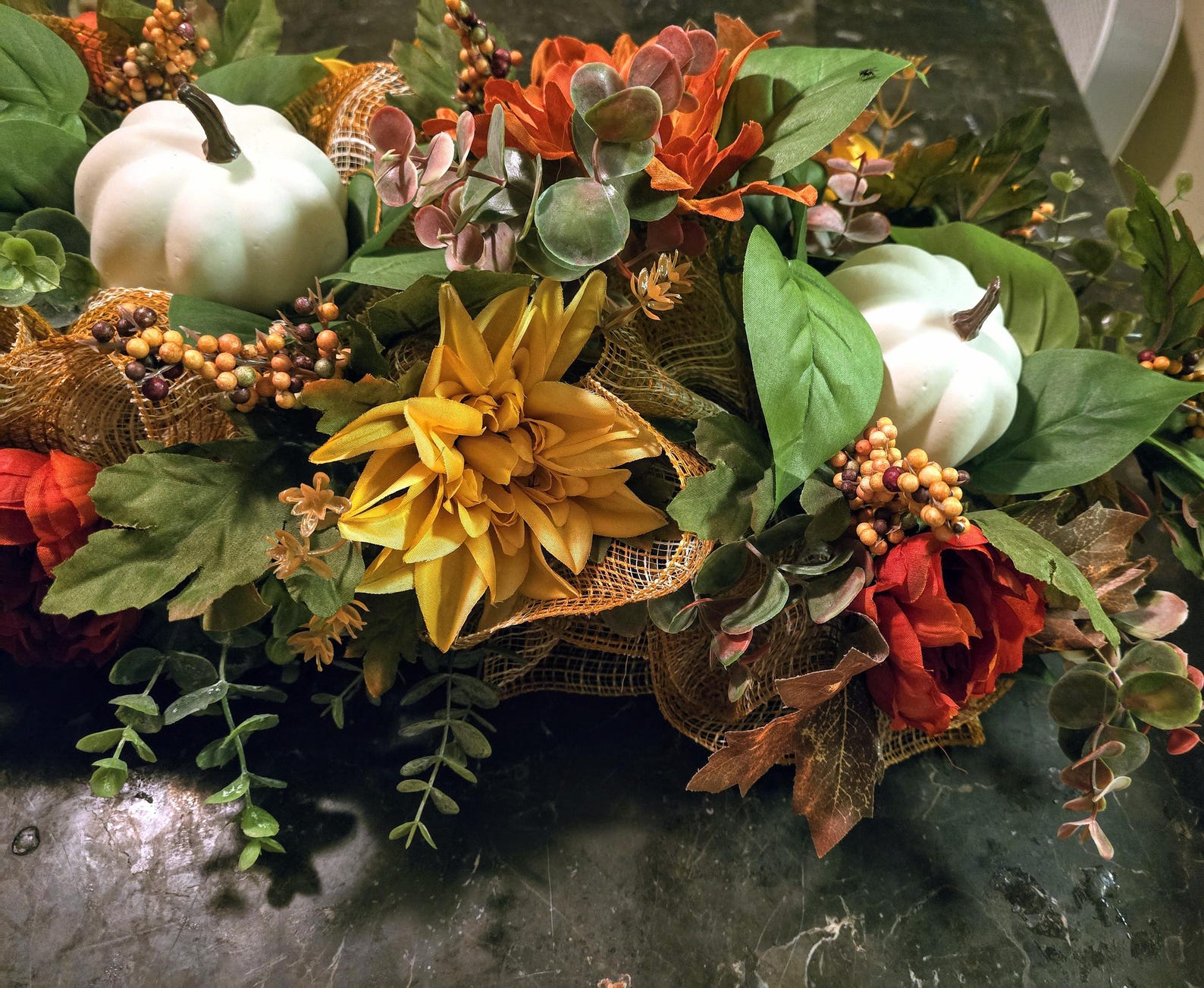 Pumpkin Swag Centerpiece, Centerpiece, Autumn Swag, Front Door Swag ...