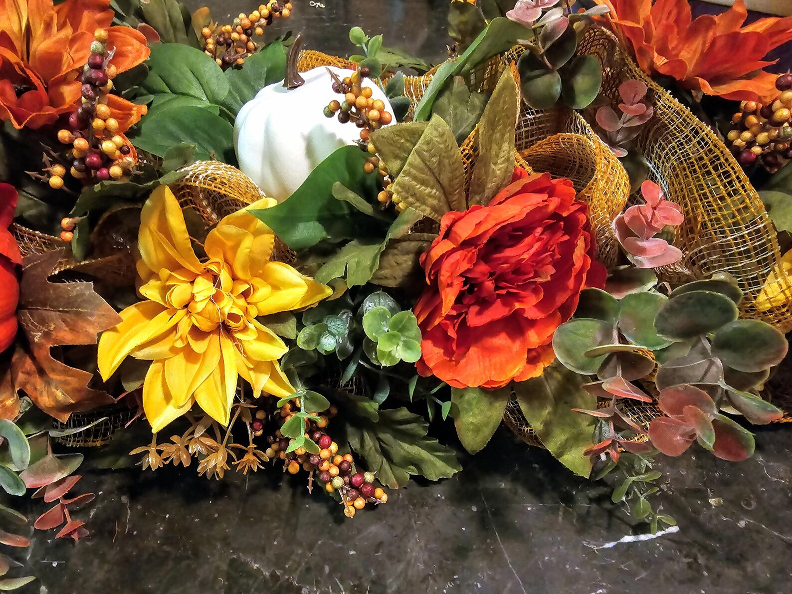 Pumpkin Swag Centerpiece, Centerpiece, Autumn Swag, Front Door Swag ...