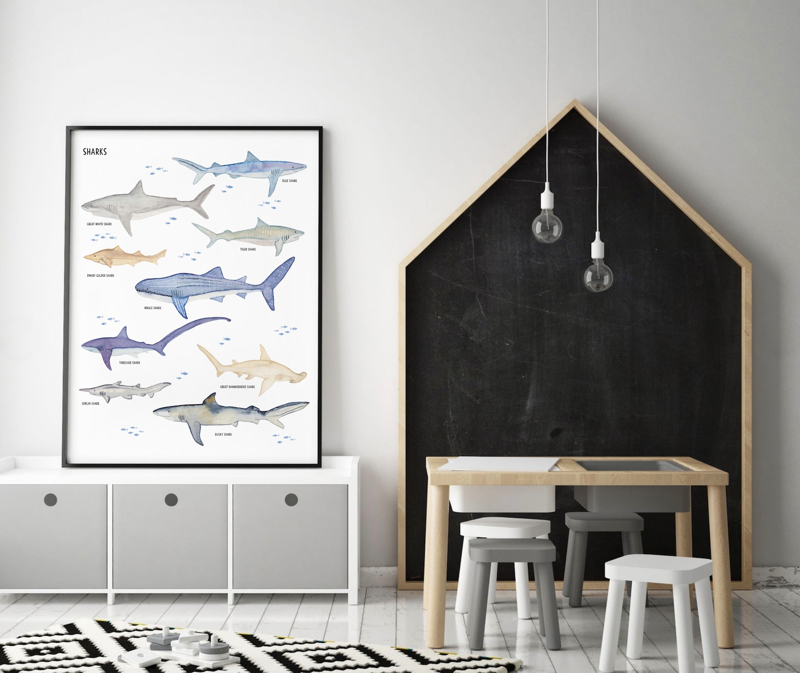 Shark Nursery Print, Sharks Wall Art, Educational Printable, Shark ...
