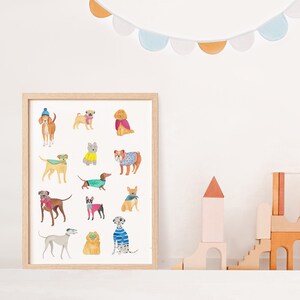 Watercolor Dogs Illustration Printable, Dog Poster, Dog Breeds Print ...